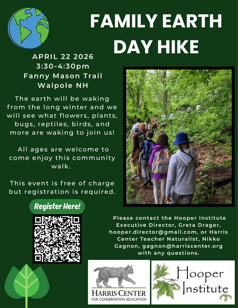Reminder: Hooper Institute Family Earth Day Hike – 4/22/26 | The Walpolean