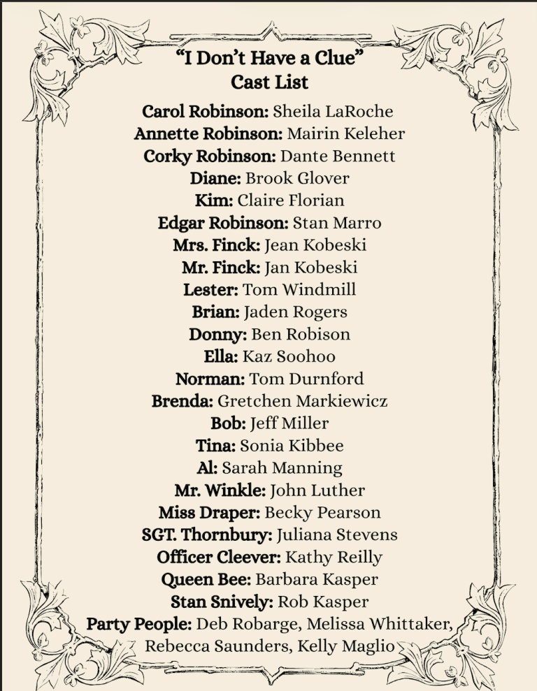 Cast List for The Walpole Players’ Fall Production | The Walpolean
